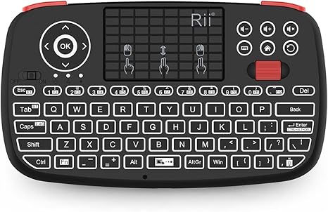 Rii (Upgrade) i4 Mini Bluetooth Keyboard with Touchpad, Blacklit Porta ...