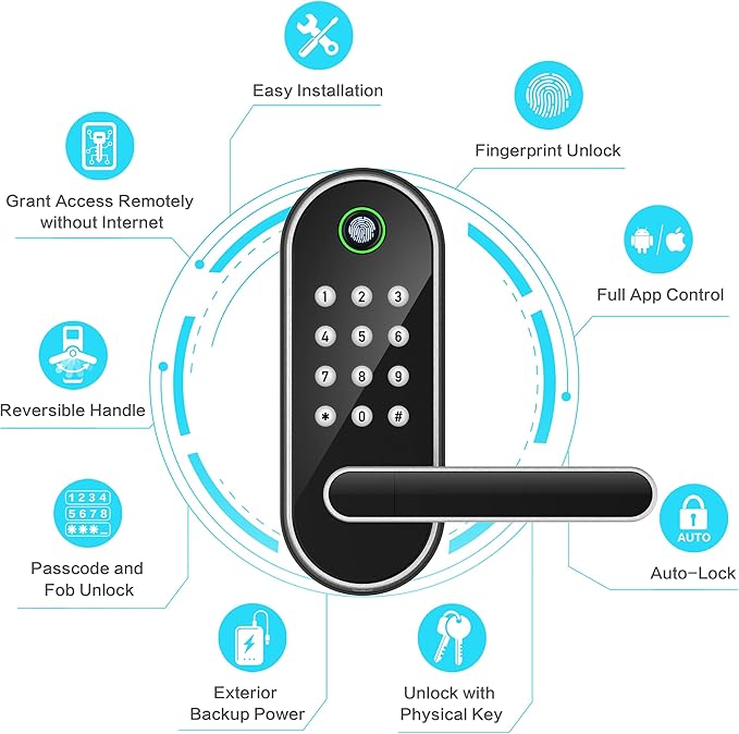 Keyless Entry Smart Door Lock: Digital Electronic Lock with Code, Elec ...