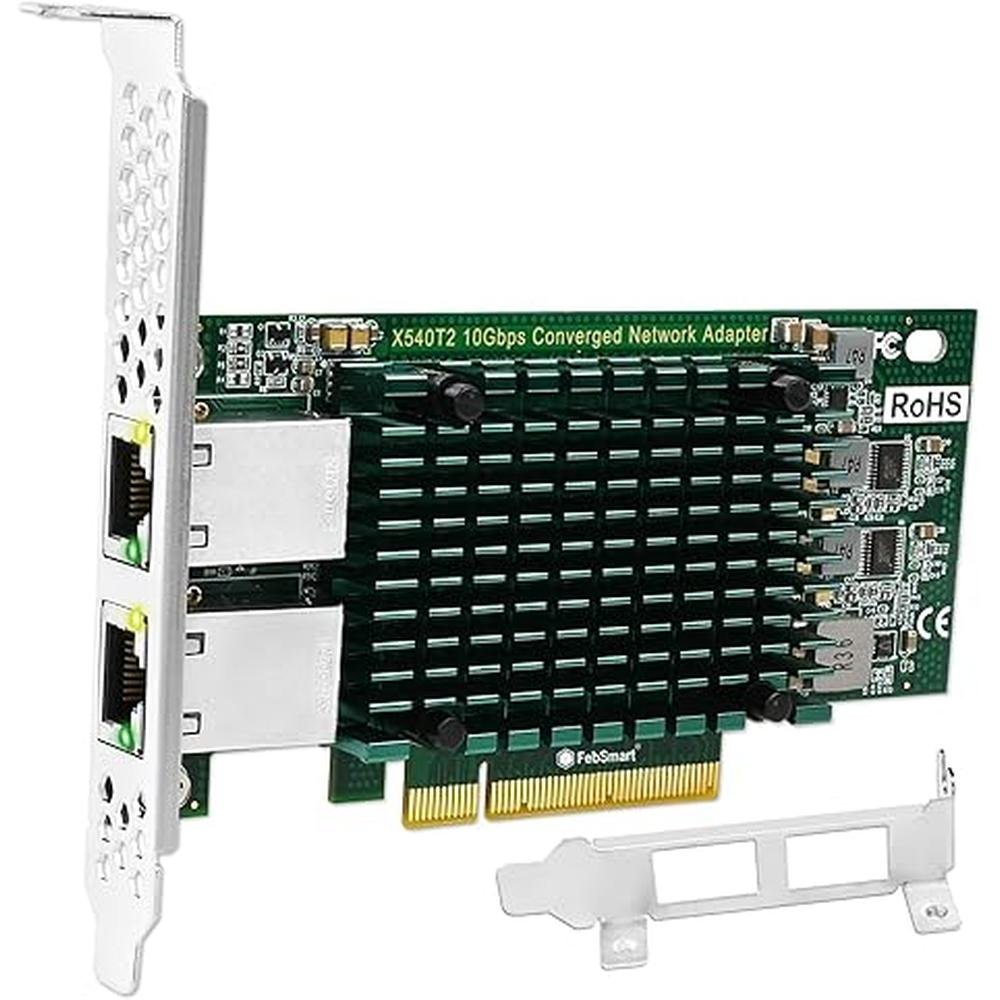 PCIE X8 Interface to 2X 10Gbps RJ45 Ports Network Adapter, Intel X540 ...