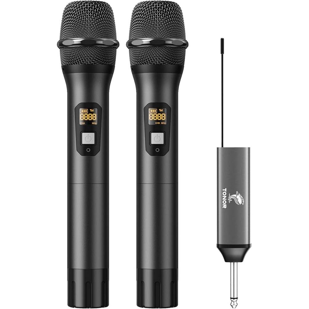TONOR Wireless Microphone, UHF Dual Cordless Metal Dynamic Mic System ...