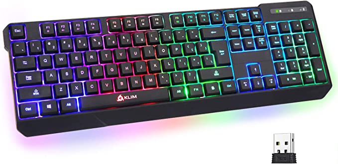 KLIM Chroma Rechargeable Wireless Gaming Keyboard + Slim, Durable, Erg ...