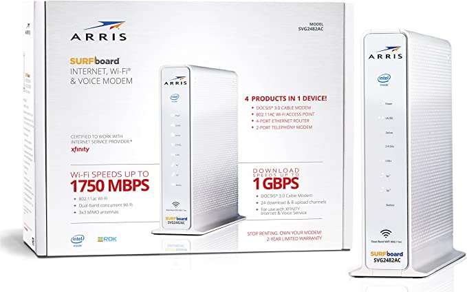 ARRIS SURFboard SVG2482AC DOCSIS 3.0 24x8 Cable Modem & AC1750 Wi-Fi R ...